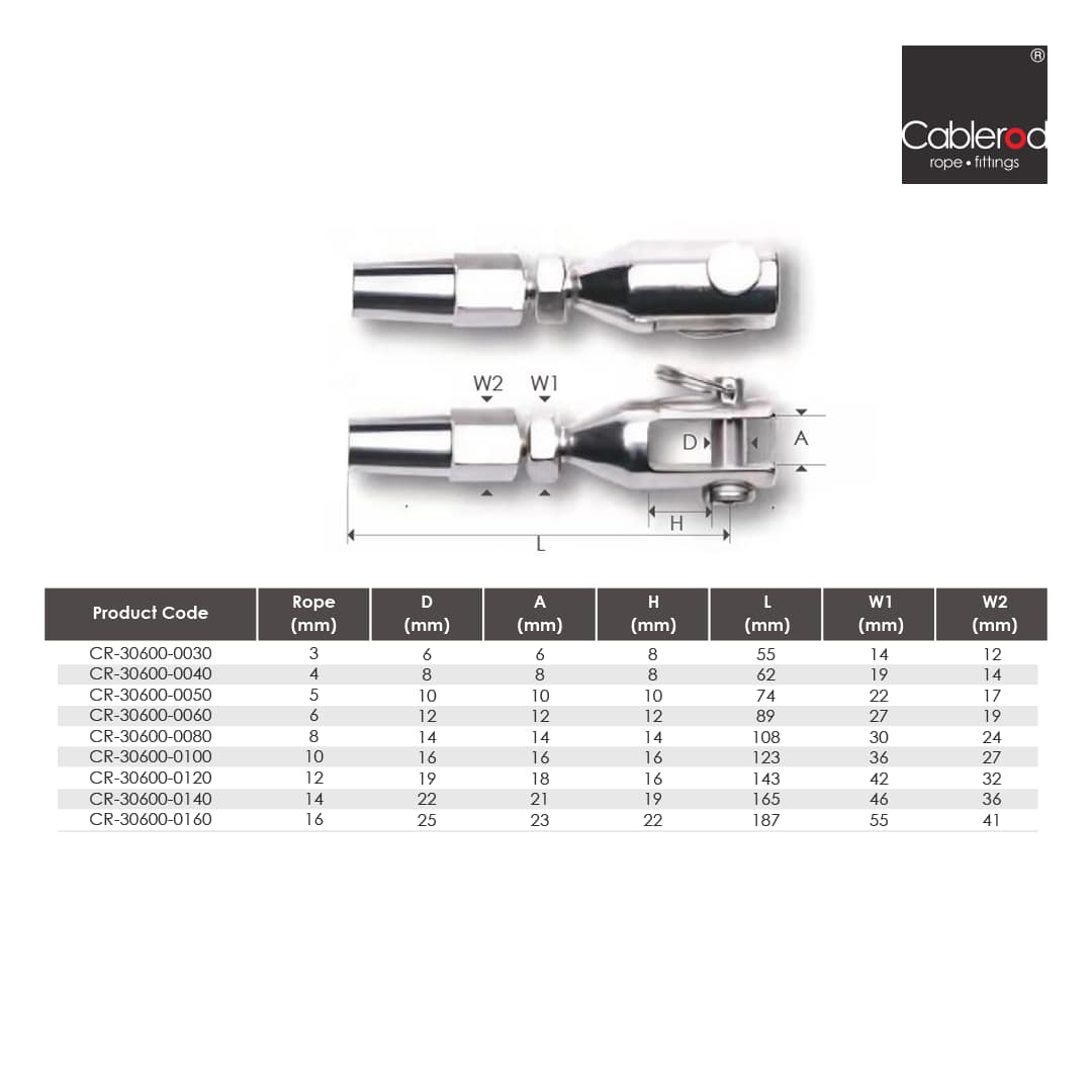 Swageless Machined Clevis - CableRod
